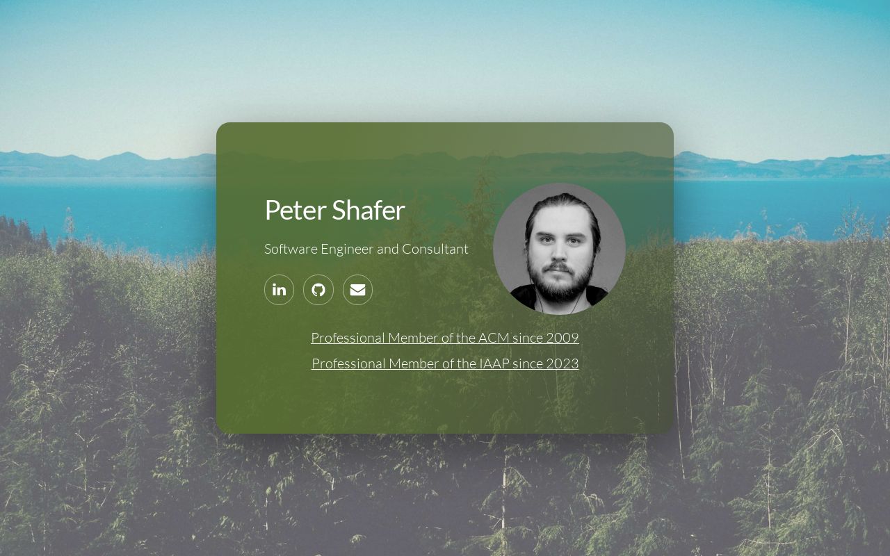 Peter Shafer - Software Engineer and Consultant